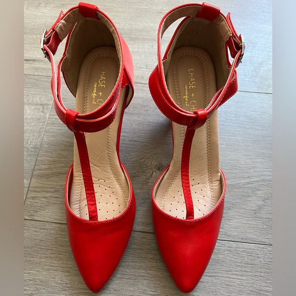 Chase + Chloe | Shoes | Chase Chloe Double Ankle Strap Red Pump 2 2 ...